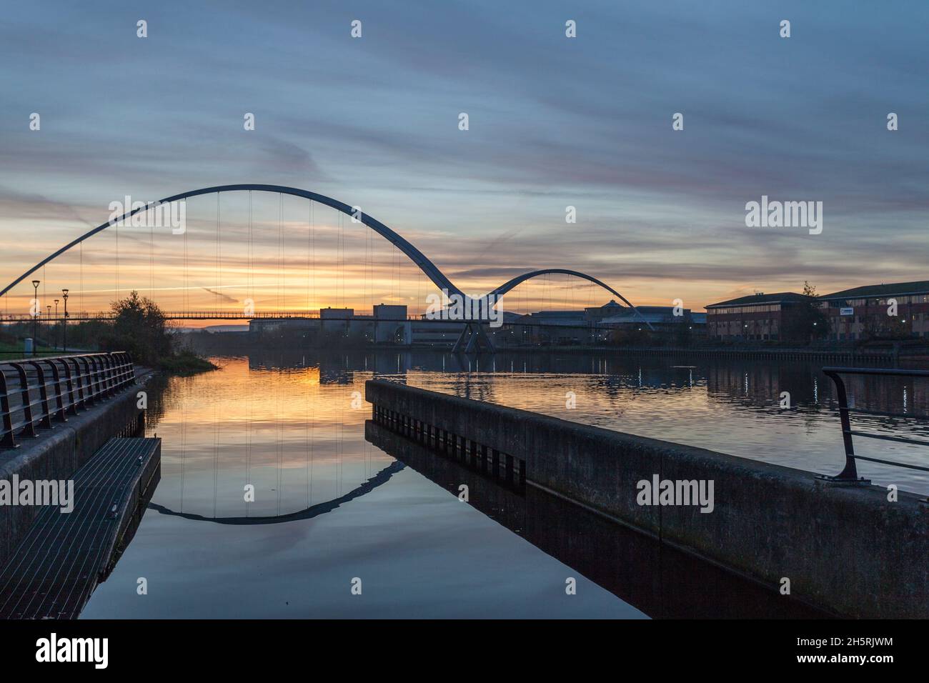 Sunrise at the Infinity Bridge, Stockton on Tees,England,UK Stock Photo ...
