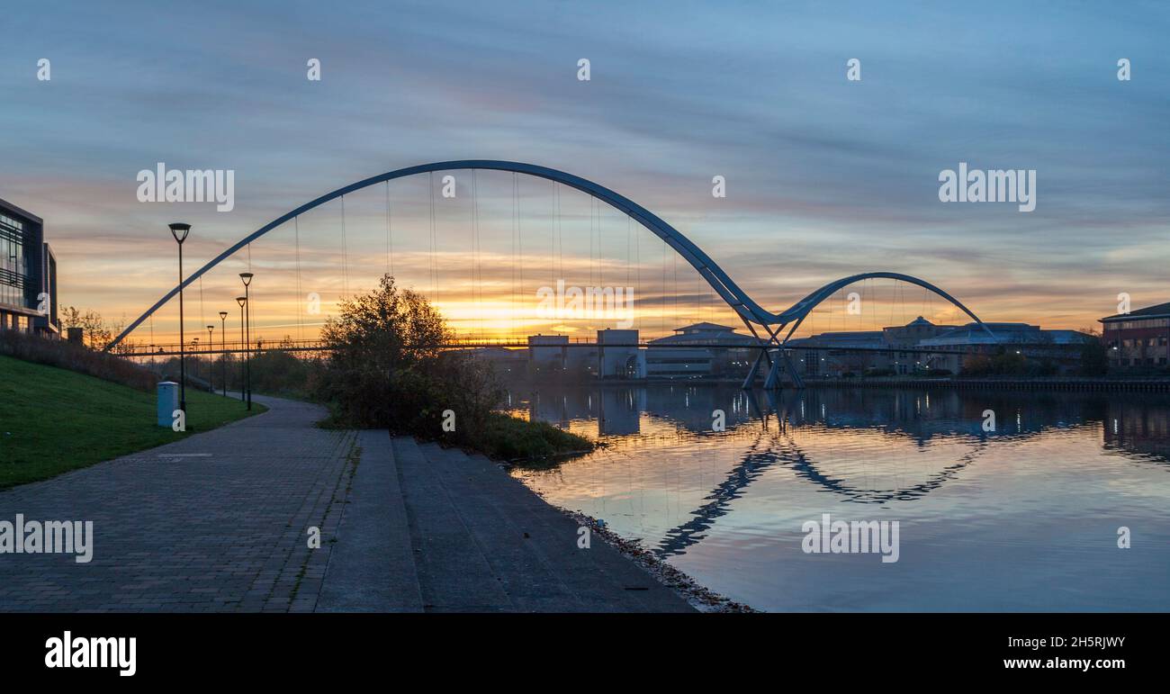 Sunrise at the Infinity Bridge, Stockton on Tees,England,UK Stock Photo ...