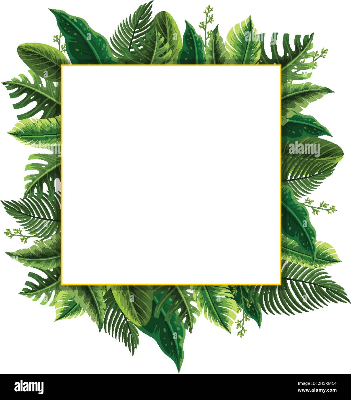 Square frame with tropical green leaves illustration Stock Vector Image ...