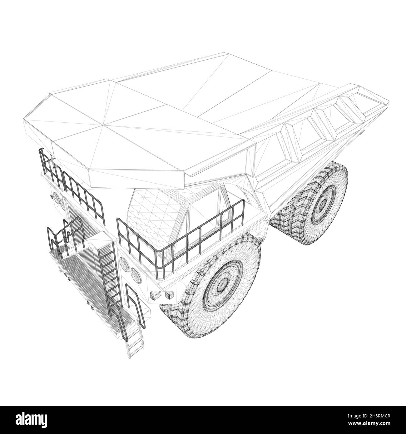 Dump truck contour from black lines isolated on white background ...