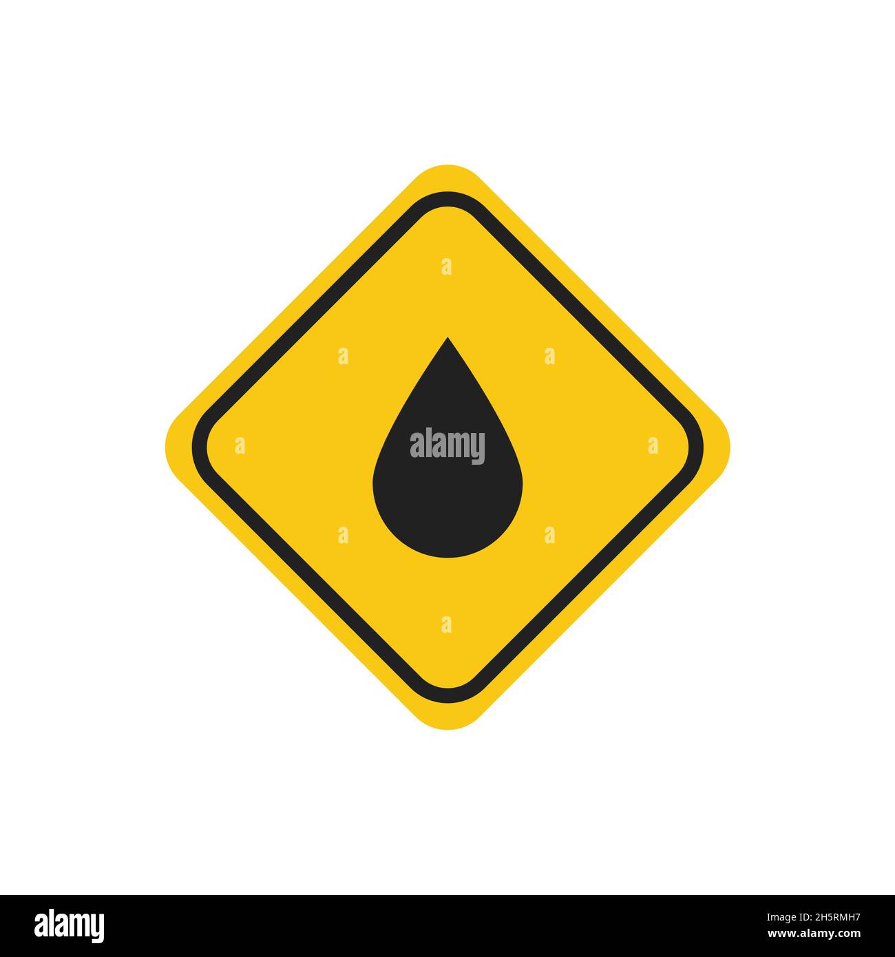 Oil drop in yellow road sign on white background. Vector illustration ...