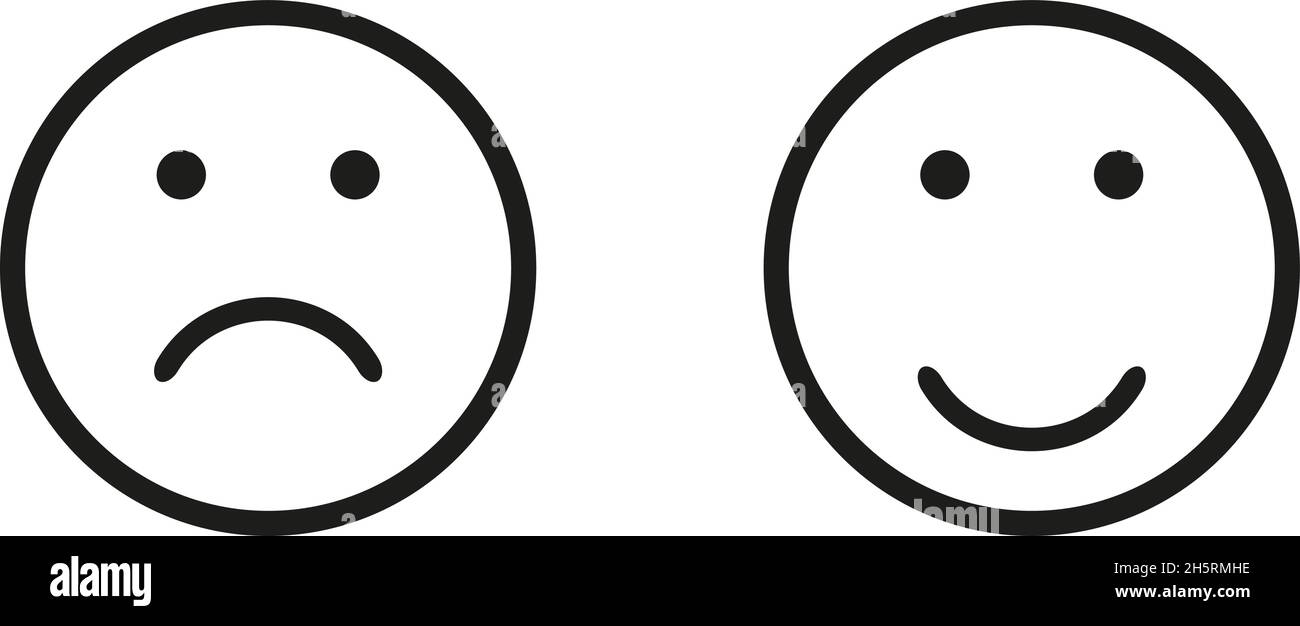 Sad and happy symbol, isolated flat icon. Vector illustration for wab ...