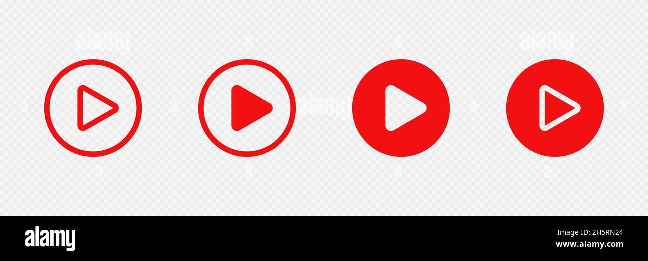 Red play buttons on transparent background. Web icon set. Vector illustration Stock Vector Image ...