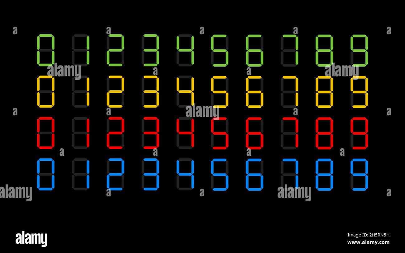 Digits electronic dial set. Vector illustration isolated black ...