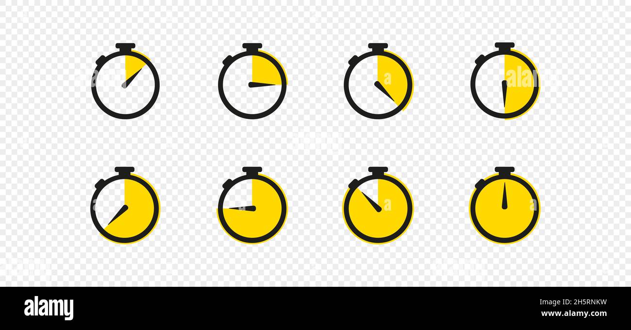 Stopwatch timer set icon vector flat design. Isolated sign symbol Stock ...