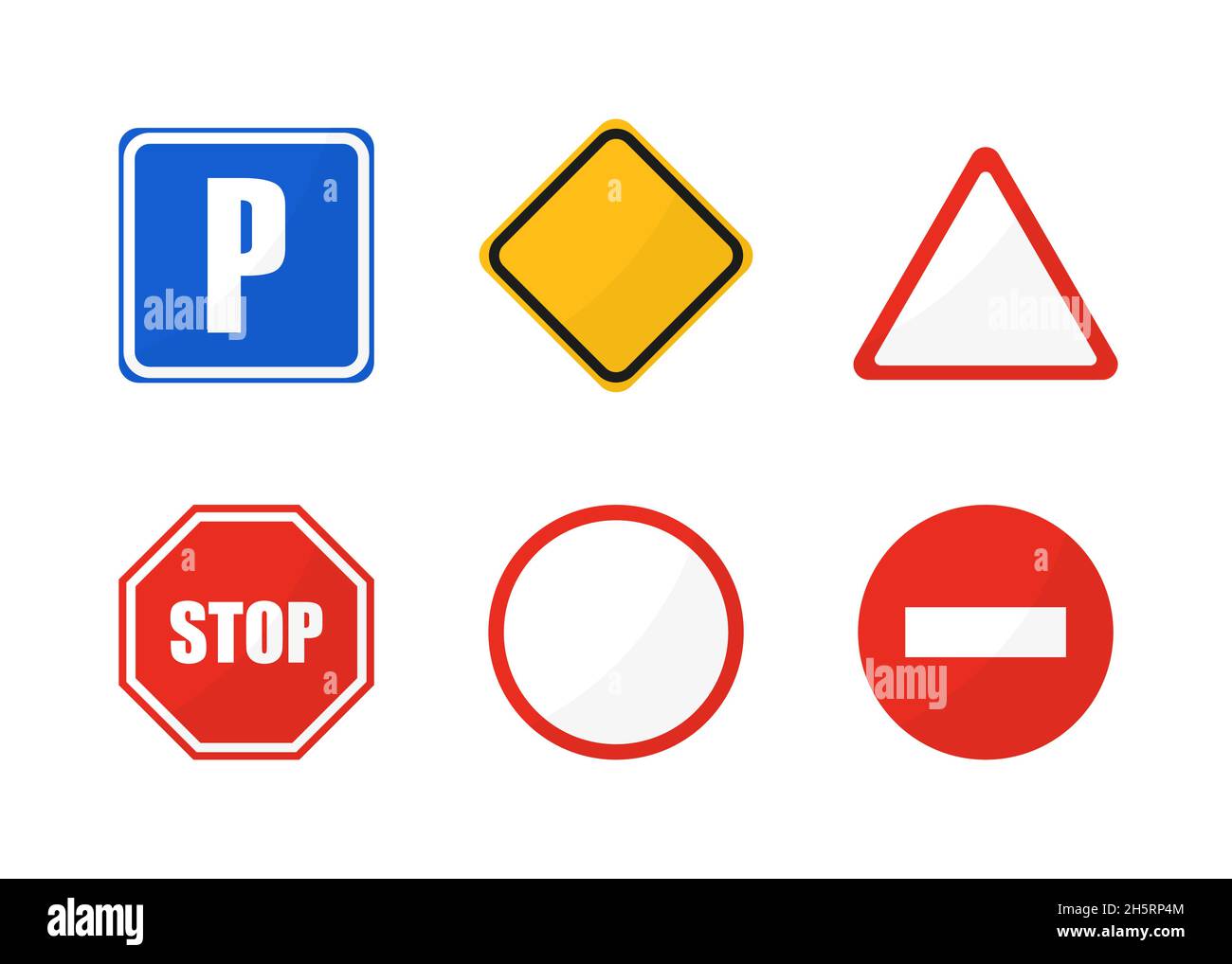 Road sign set flat icon on white background. Vector isolated icon Stock ...