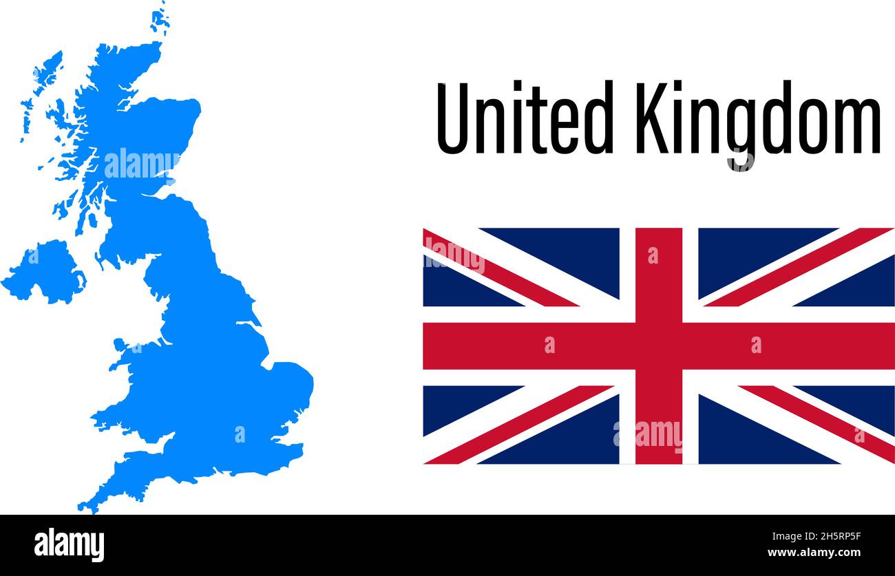 United Kingdom map icon and flag in flat style. Simple vector ...