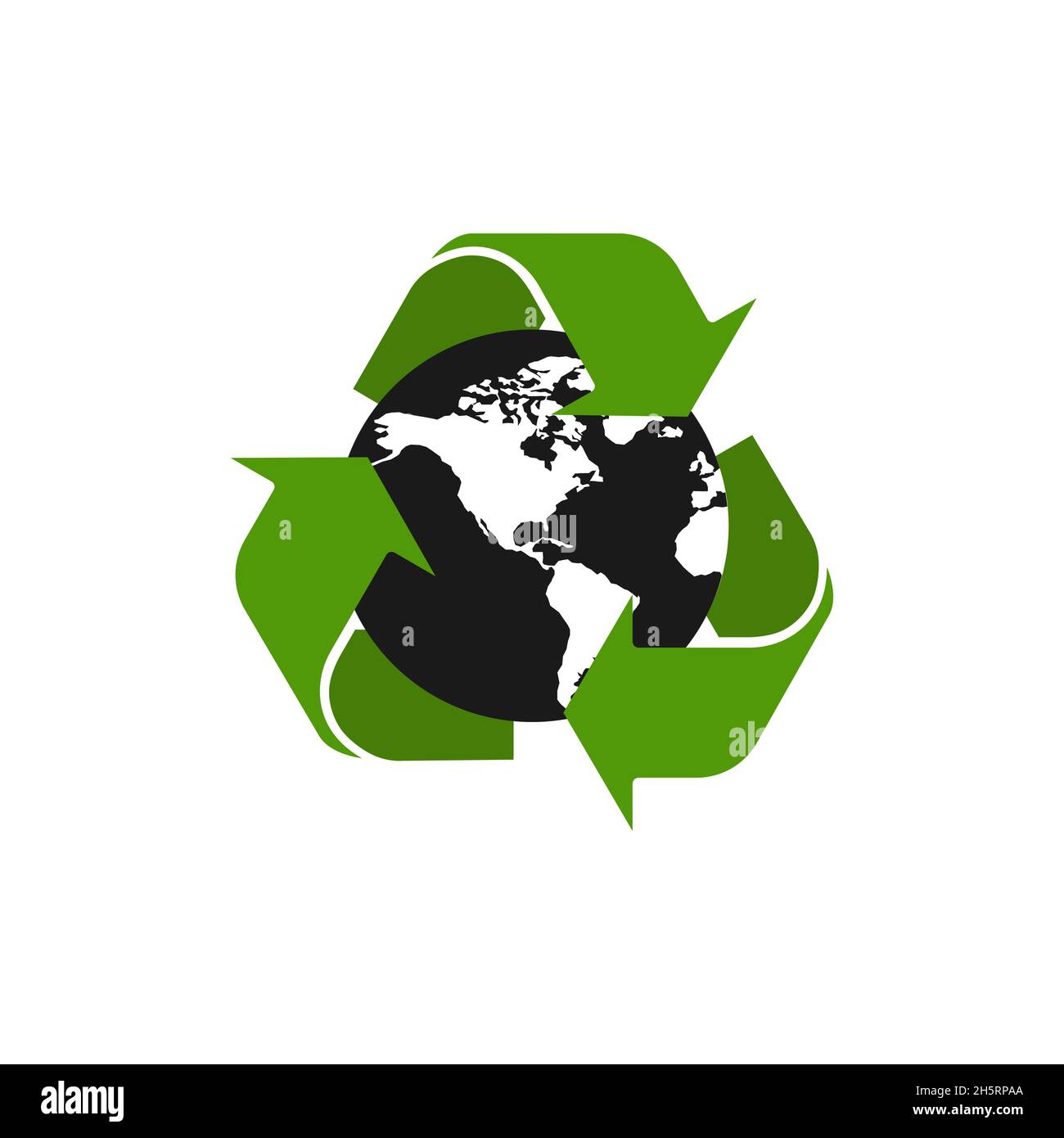 Recycle earth. World map vector abstract illustration in flat style ...