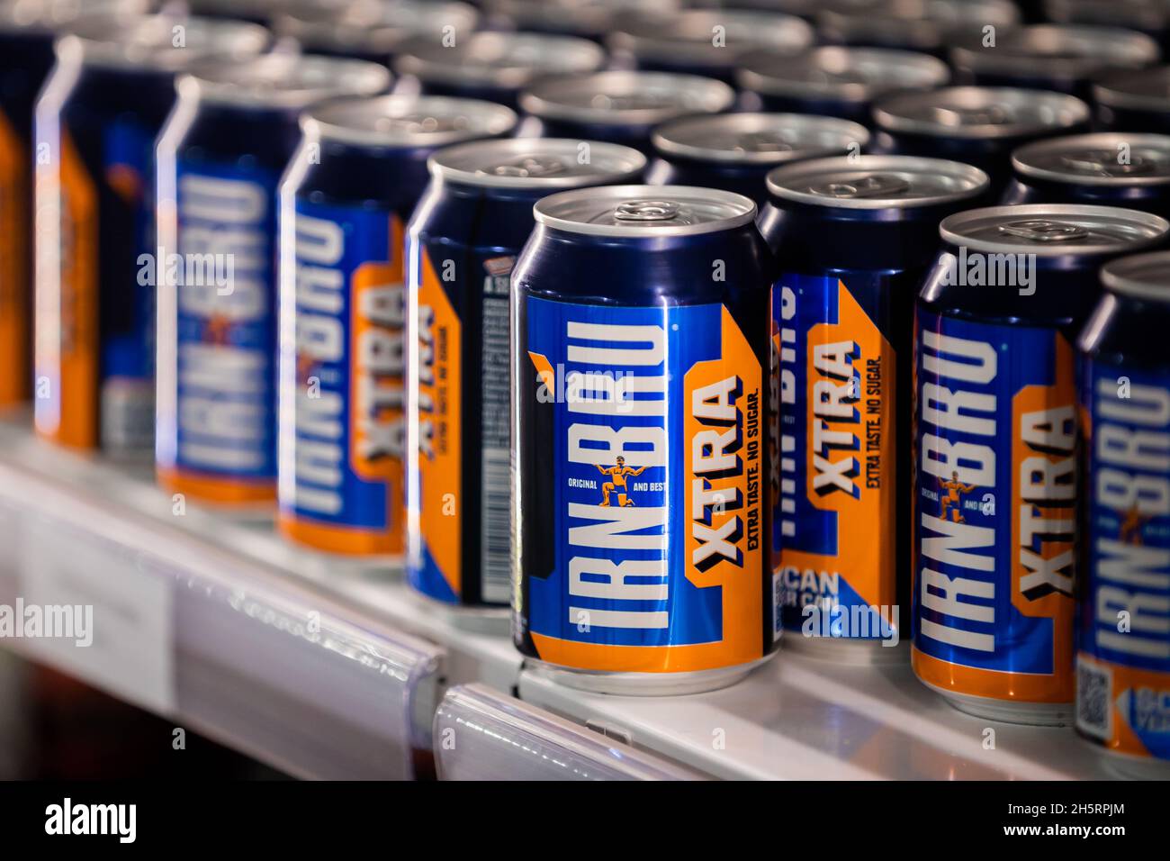 Glasgow, UK. 11th Nov, 2021. The Scottish lemonade "Irn Bru" is in a ...