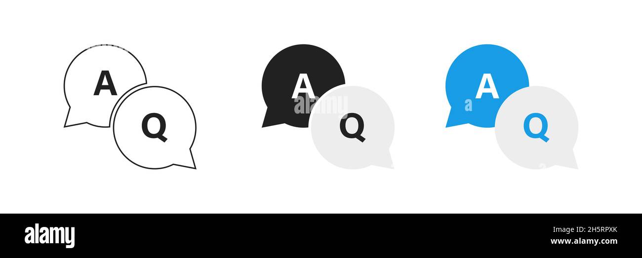 Chat question answer bubble set isolated icon. Flat vector illustration ...