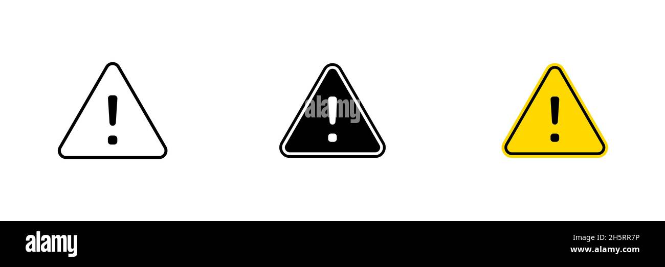 Danger yellow symbol on white background. Set isolated vector icon in ...