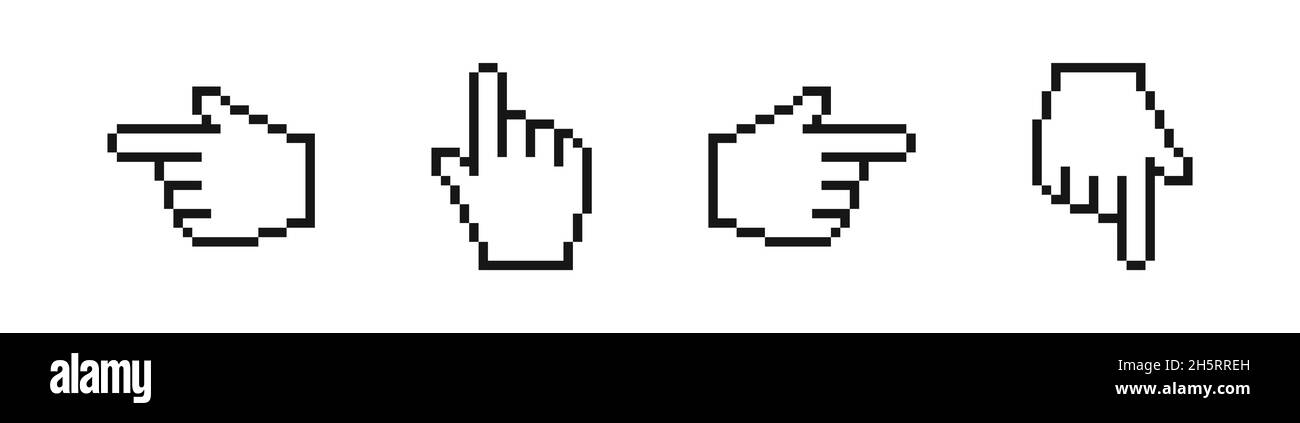 Hand finger cursor icon in pixel style. Flat vector set. Web design Stock Vector Image & Art - Alamy