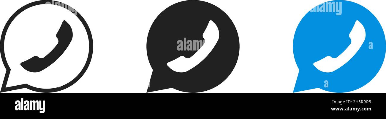 Bubble phone icon set for mobile app design. Isolated vector ...