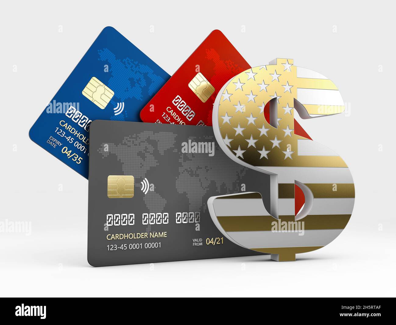 3d open credit card with dollar bills, isolated white background Stock ...