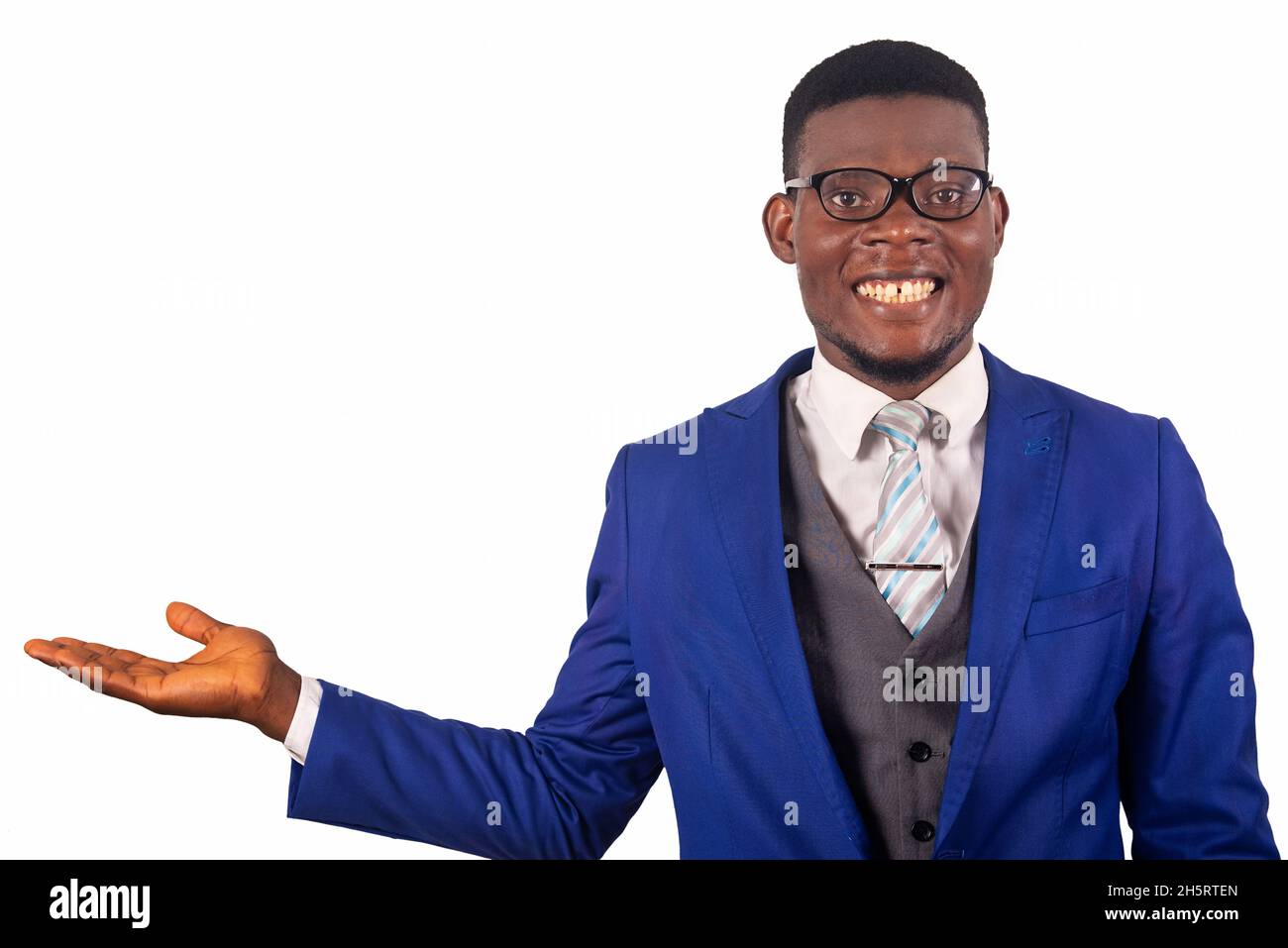 handsome businessman in suit standing on white background making ...