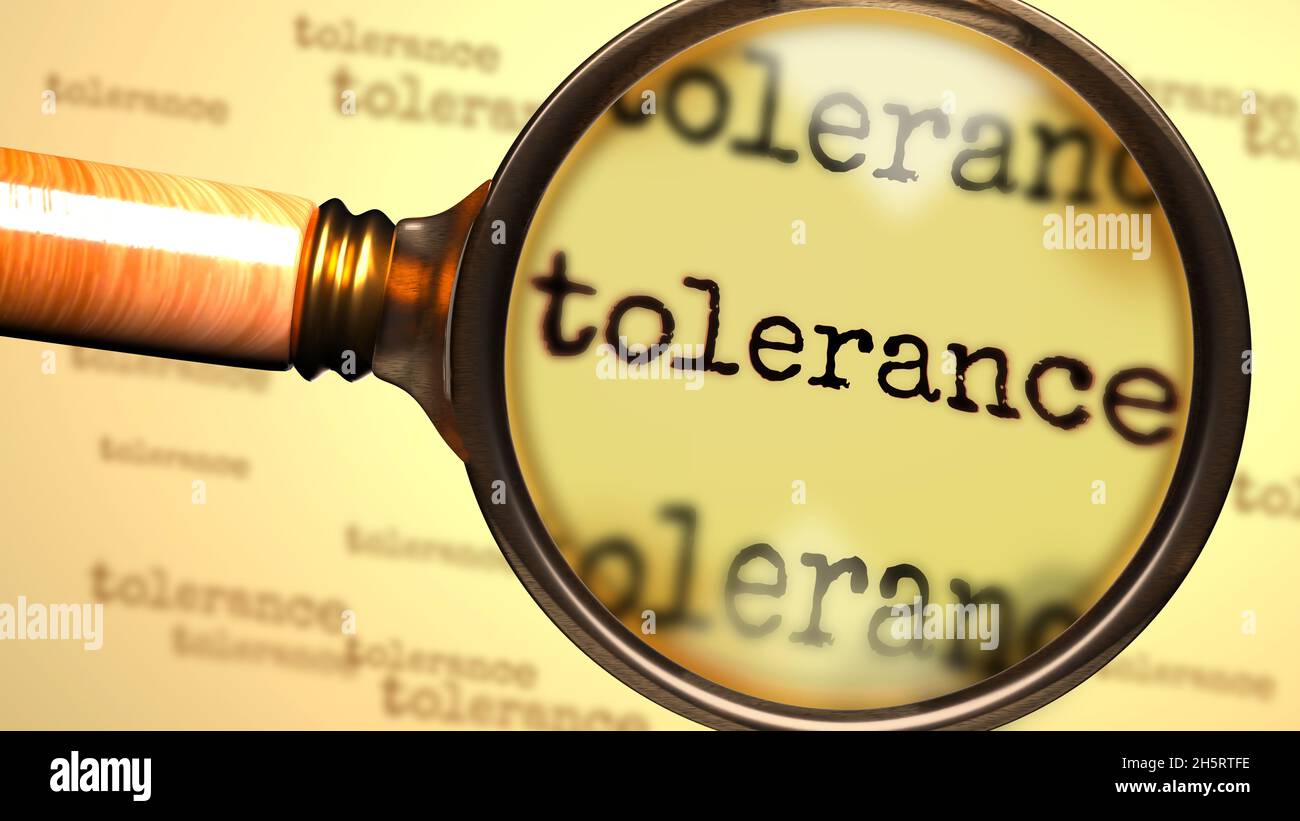 Tolerance - magnifying glass enlarging English word Tolerance to ...