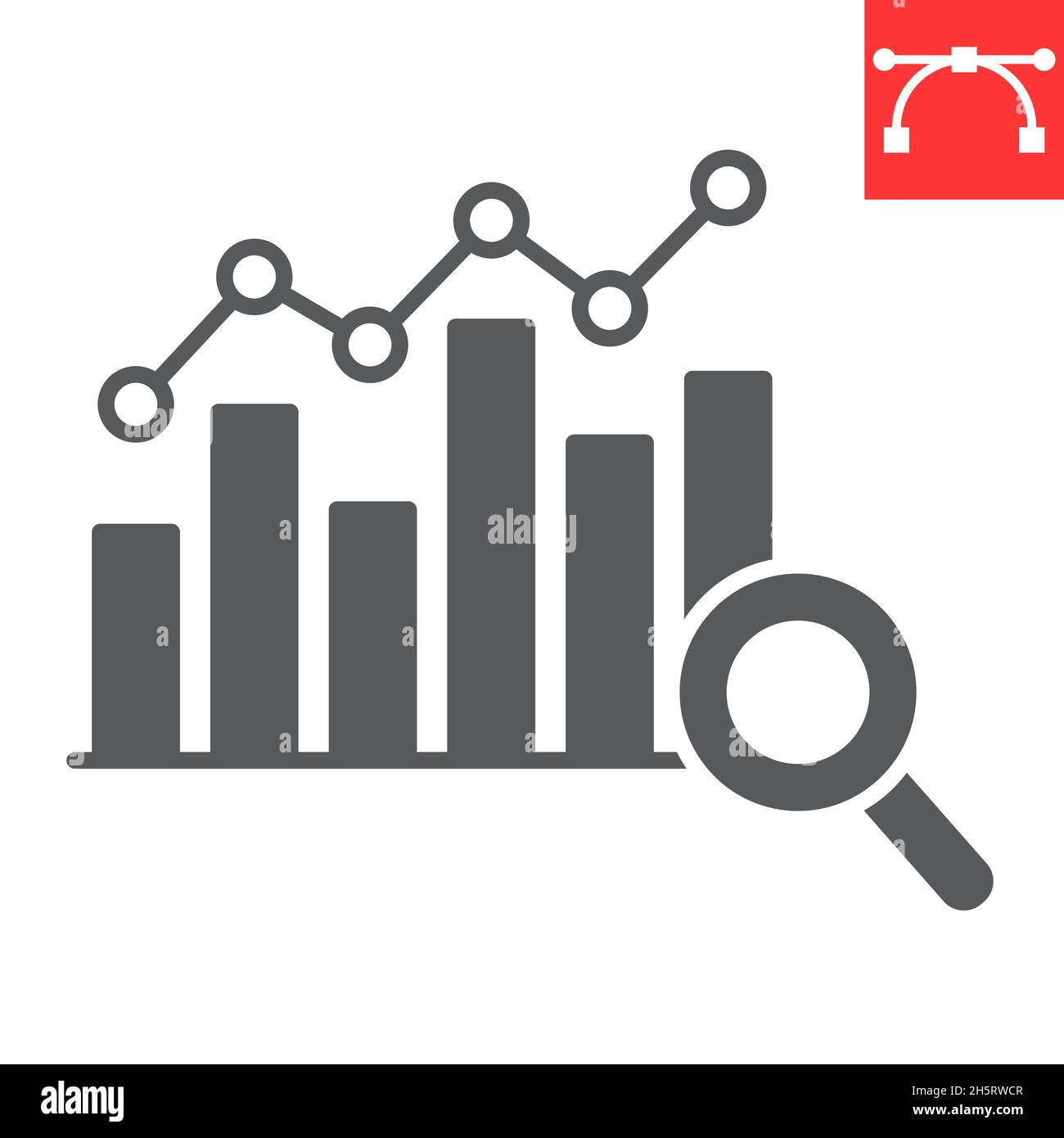 Graph analysis glyph icon, growth and finance, analytics vector icon ...