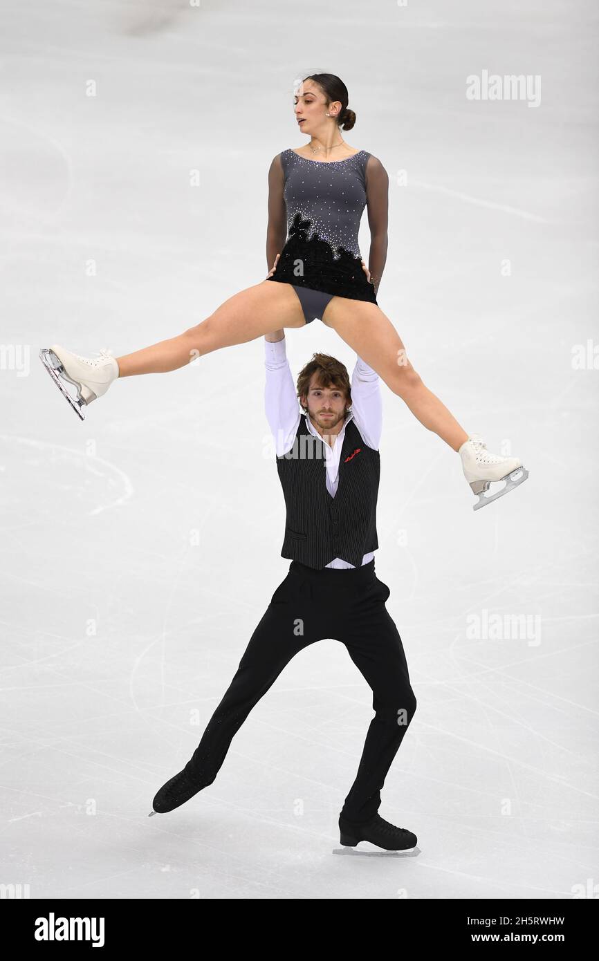 Sara CONTI & Niccolo MACII, Italy, during practice, at the ISU Grand ...