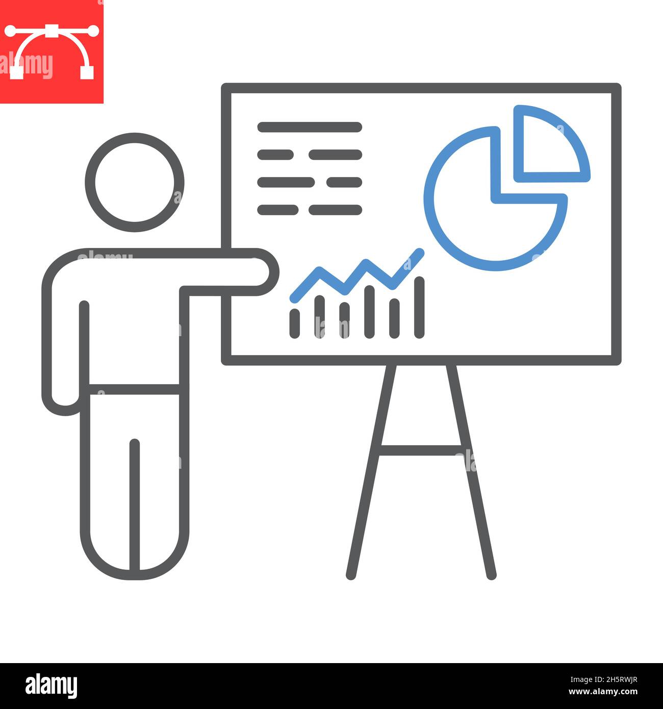 Presentation line icon, teacher and seminar, training vector icon ...