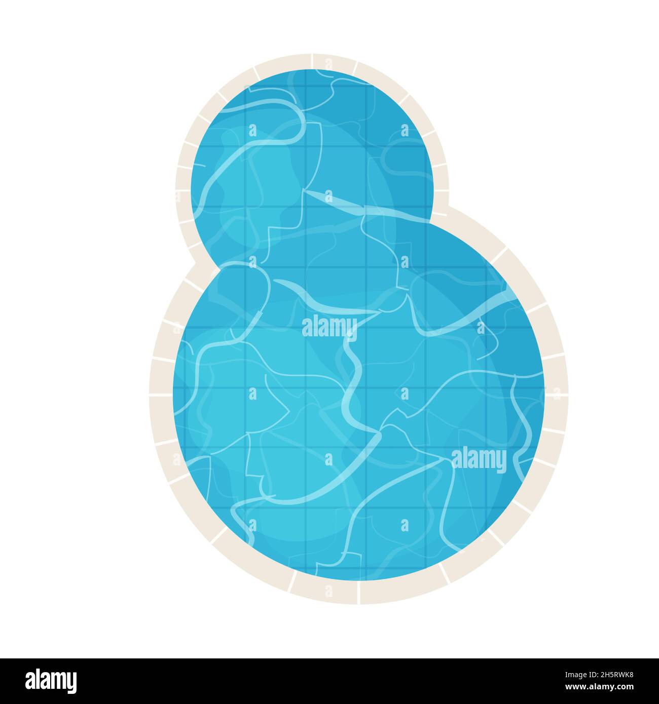 Swimming pool top view in cartoon style isolated on white background ...