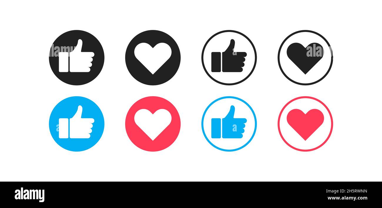 Like social media vector icon. Thumb up and heart button for web design ...