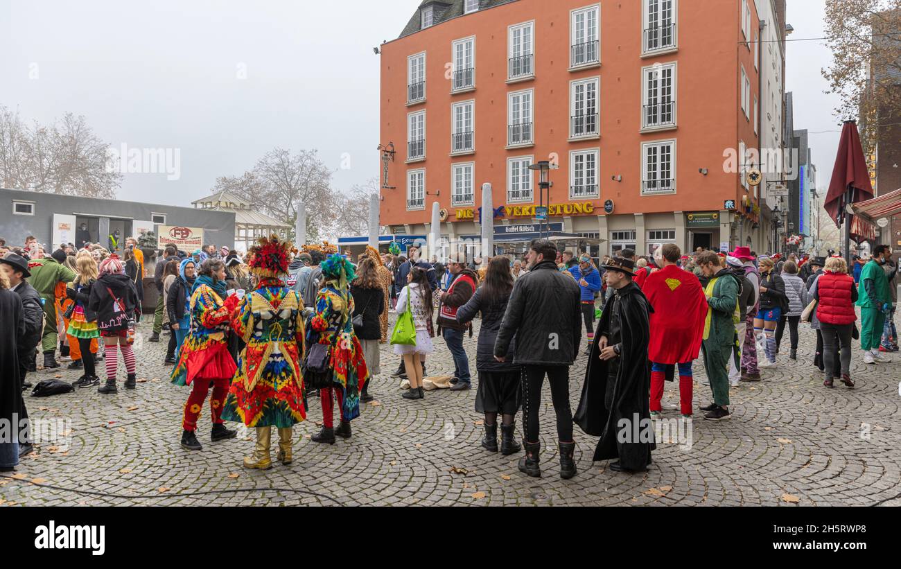 Big crowd celebrating annual Carnival in Cologne, Germany Stock Photo ...