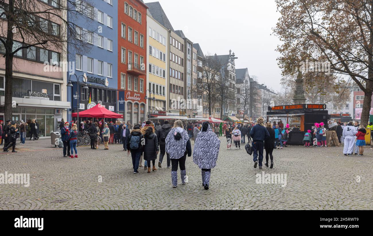 Big crowd celebrating annual Carnival in Cologne, Germany Stock Photo ...