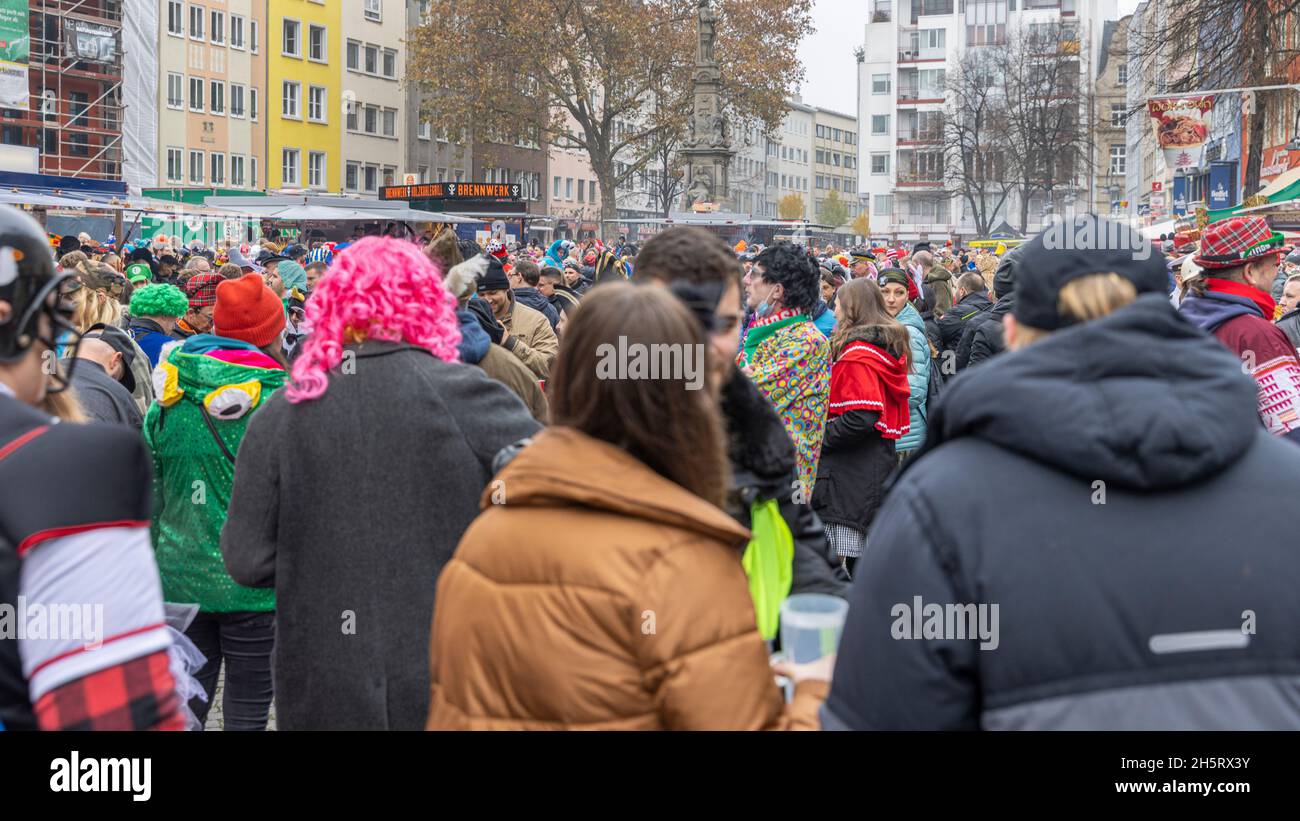 Big crowd celebrating annual Carnival in Cologne, Germany Stock Photo ...