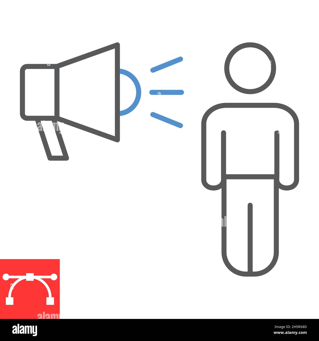 Direct marketing line icon, megaphone and person, direct marketing ...