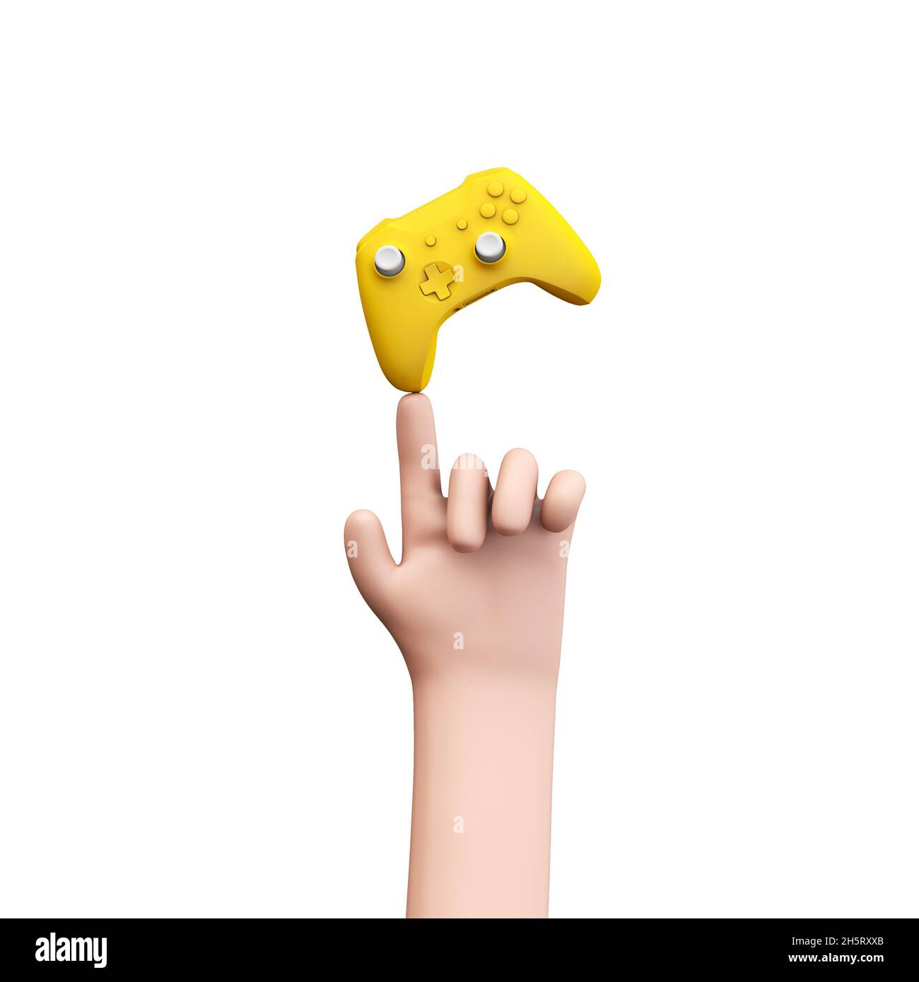 Cartoon style hands holding a video game controller. 3D Rendering Stock ...