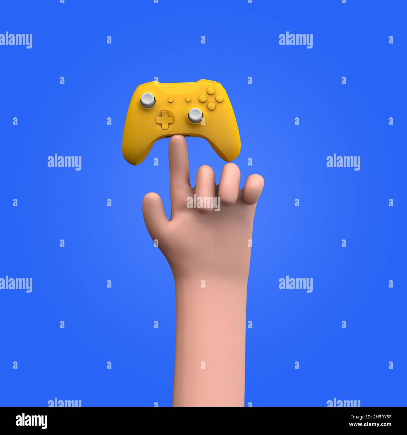 Cartoon style hands holding a video game controller. 3D Rendering Stock ...