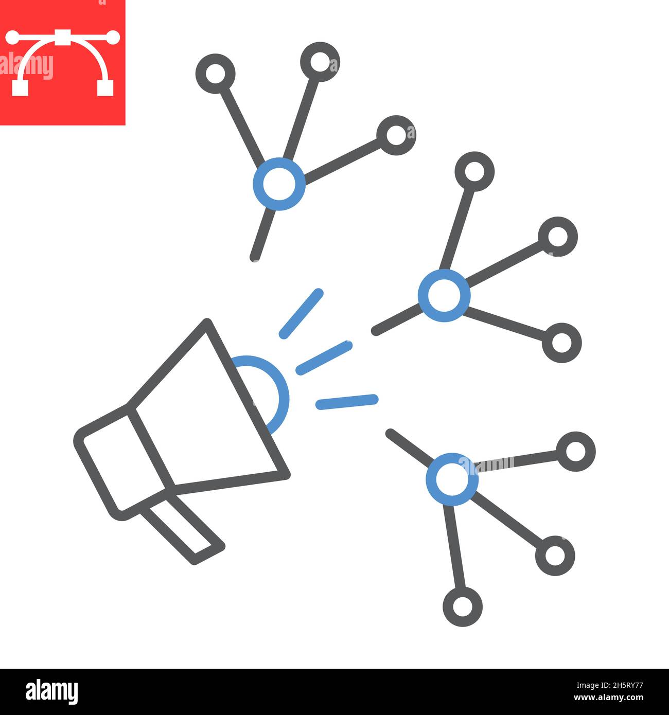 Viral marketing line icon, megaphone and advertising, viral marketing ...