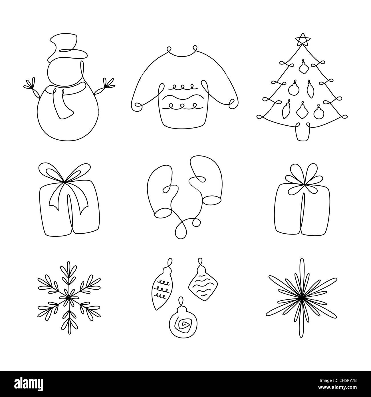 Christmas vector collection of different objects: snowman, sweater ...
