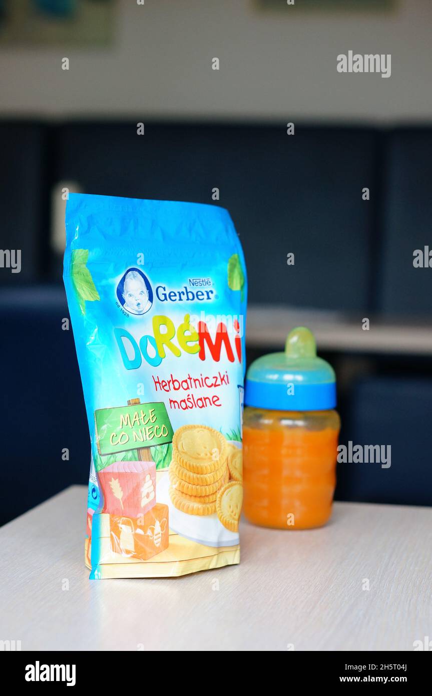 SARBINOWO, POLAND - Nov 13, 2015: A vertical shot of a Gerber instant ...