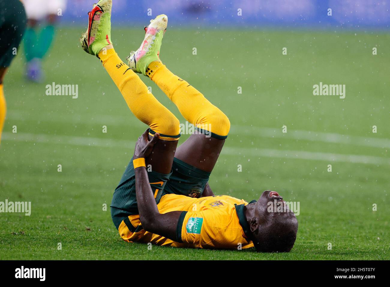 Sydney, Australia. 11th Nov, 2021. Awer Mabil of Australia injured ...