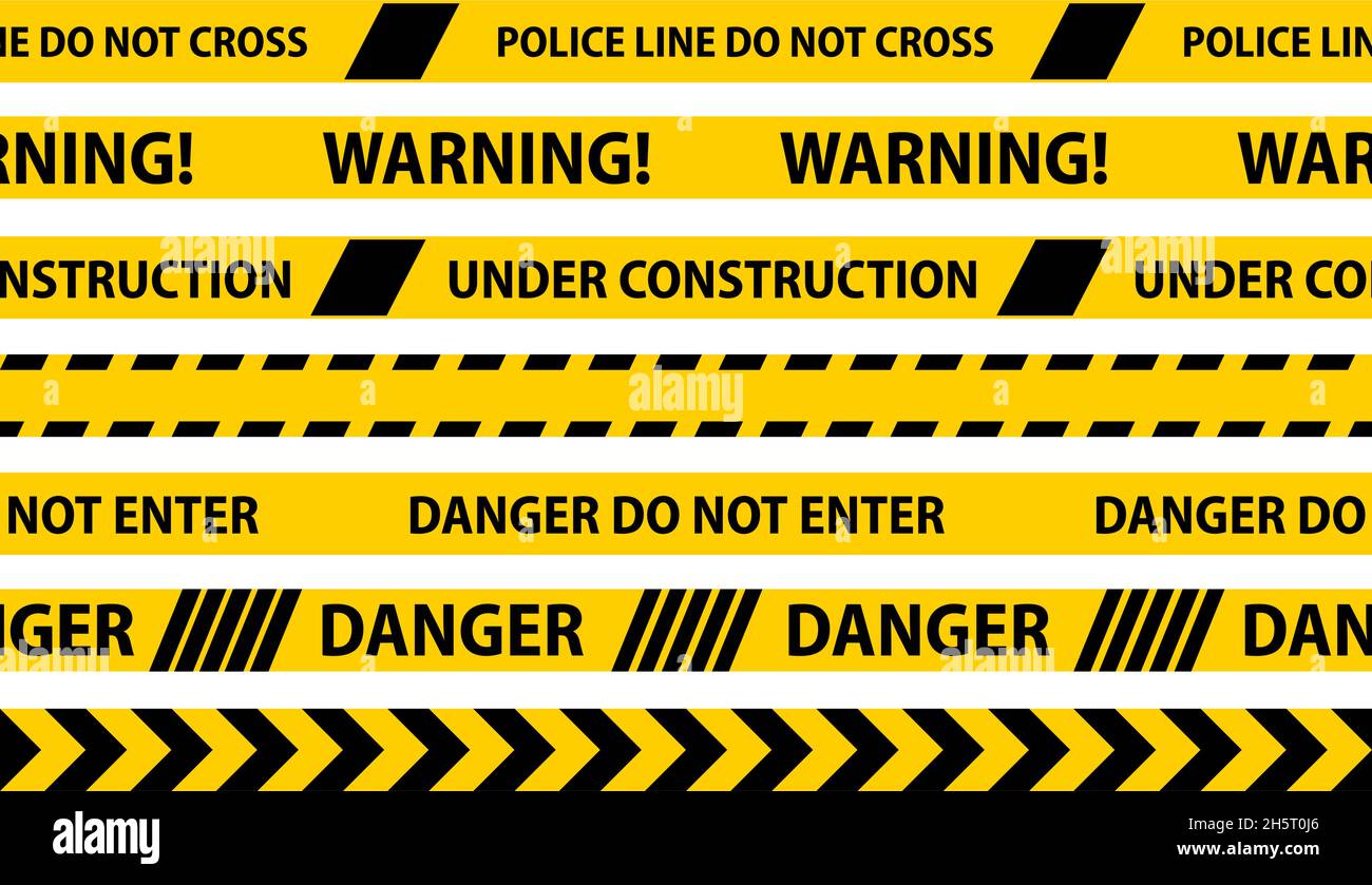 Danger, caution and warning seamless tapes. Black and yellow police ...
