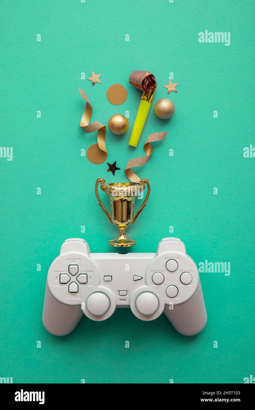 Video game esports winning competition background. Game controller with ...