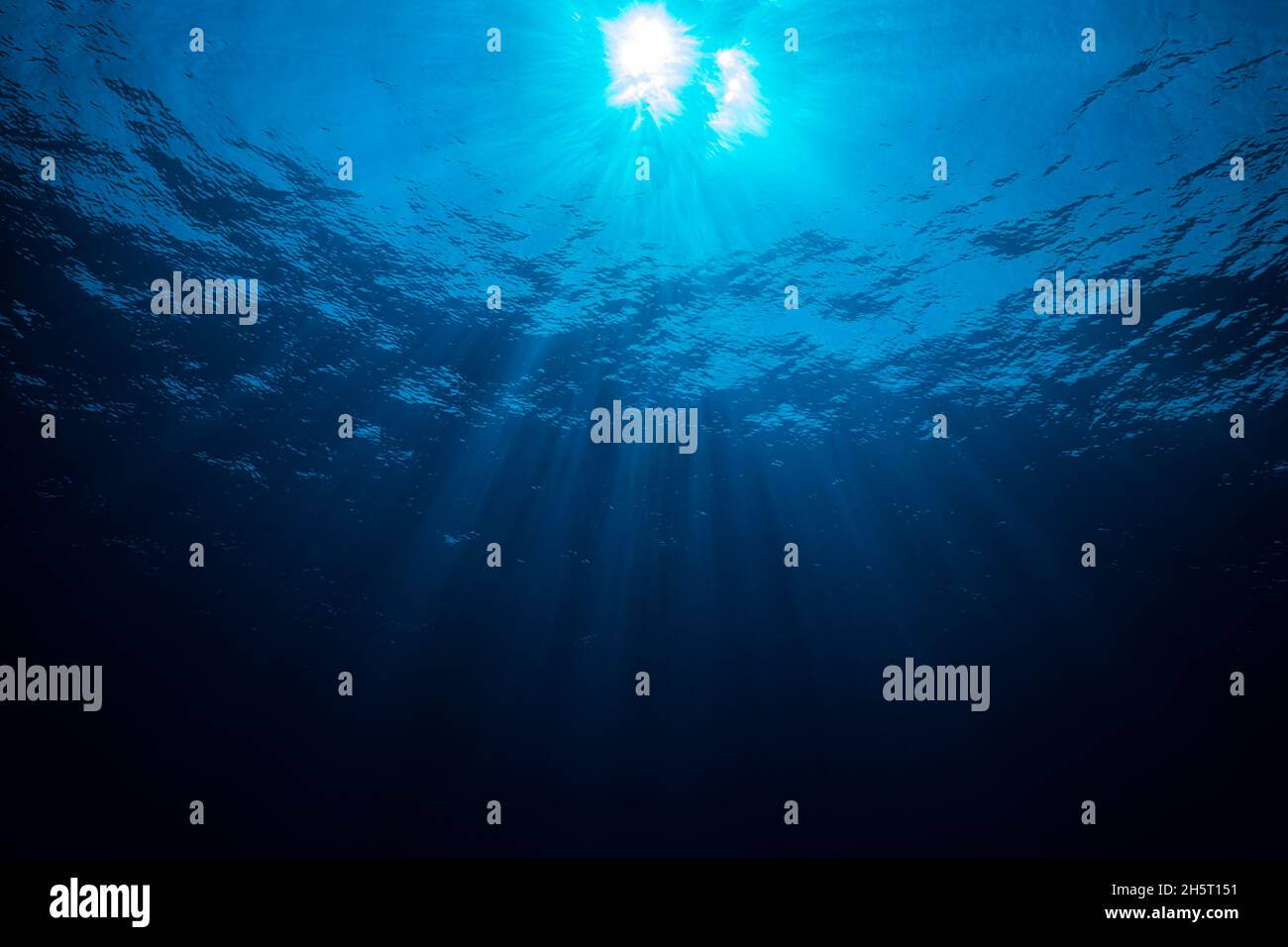 Beautiful sun with sunrays from deep of blue ocean looks majestic Stock ...