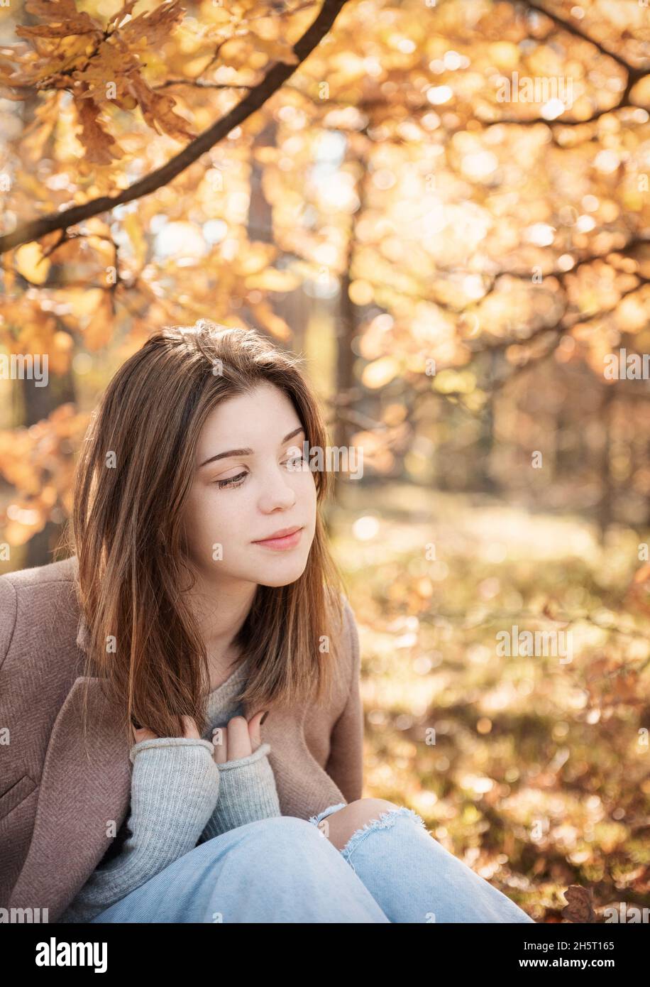 Sad teen girl walking hi-res stock photography and images - Alamy