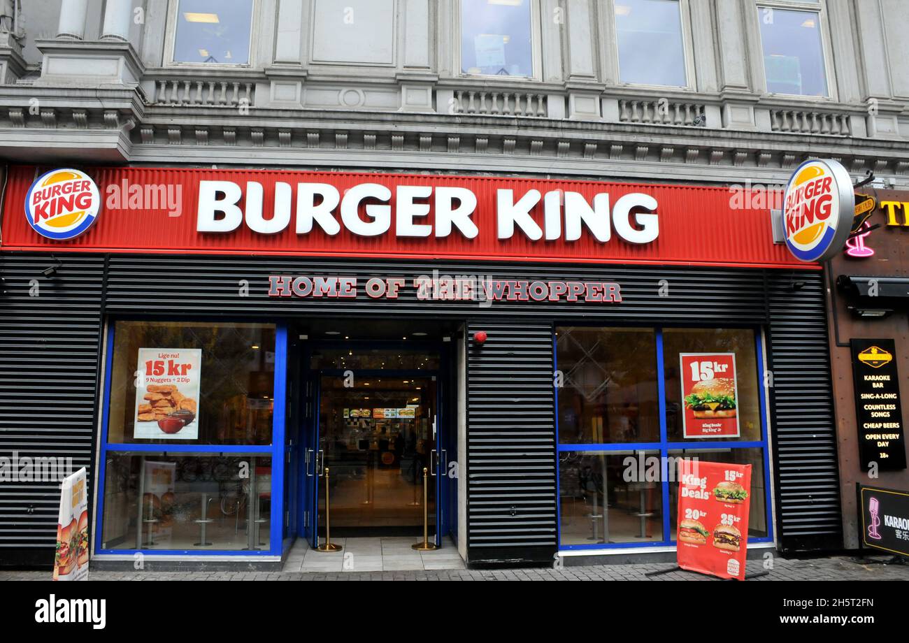 Copenhagen/Denmark./11 November 2021/ Fas food restaurant Burger king ...