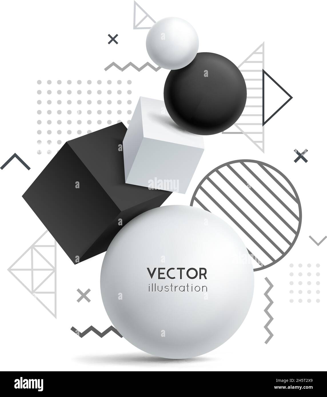 Realistic white geometric shapes form background with composition of ...