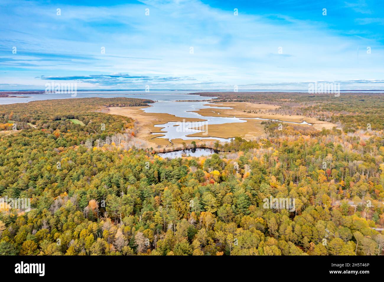 Aerial view of Northwest Harbor and Sag Harbor Bay Stock Photo - Alamy