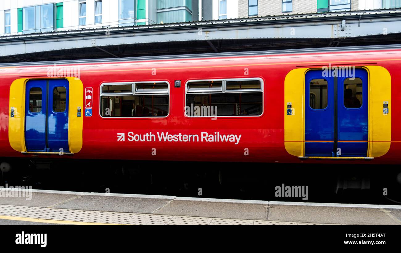 Epsom Surrey England UK, November 7 2021, South Western Railway Train ...
