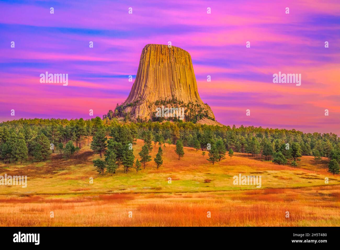 Devils Tower During Sunrise Sunset