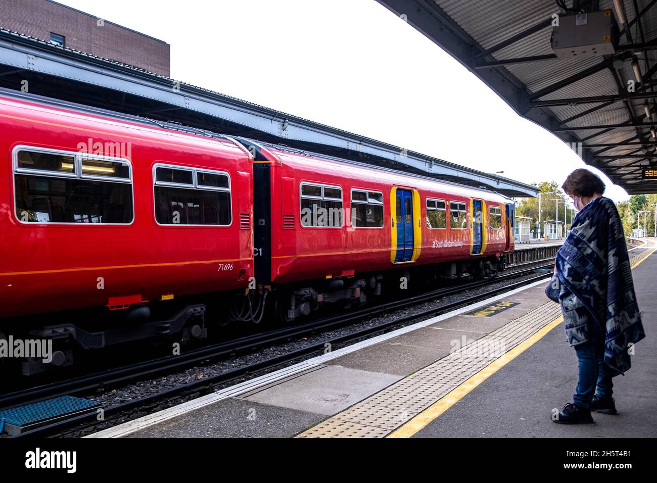 Epsom Surrey England UK, November 7 2021, South Western Railway Train ...