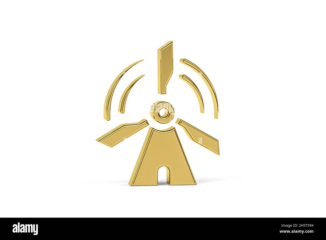 Golden 3d wind farm icon isolated on white background - 3D render Stock ...