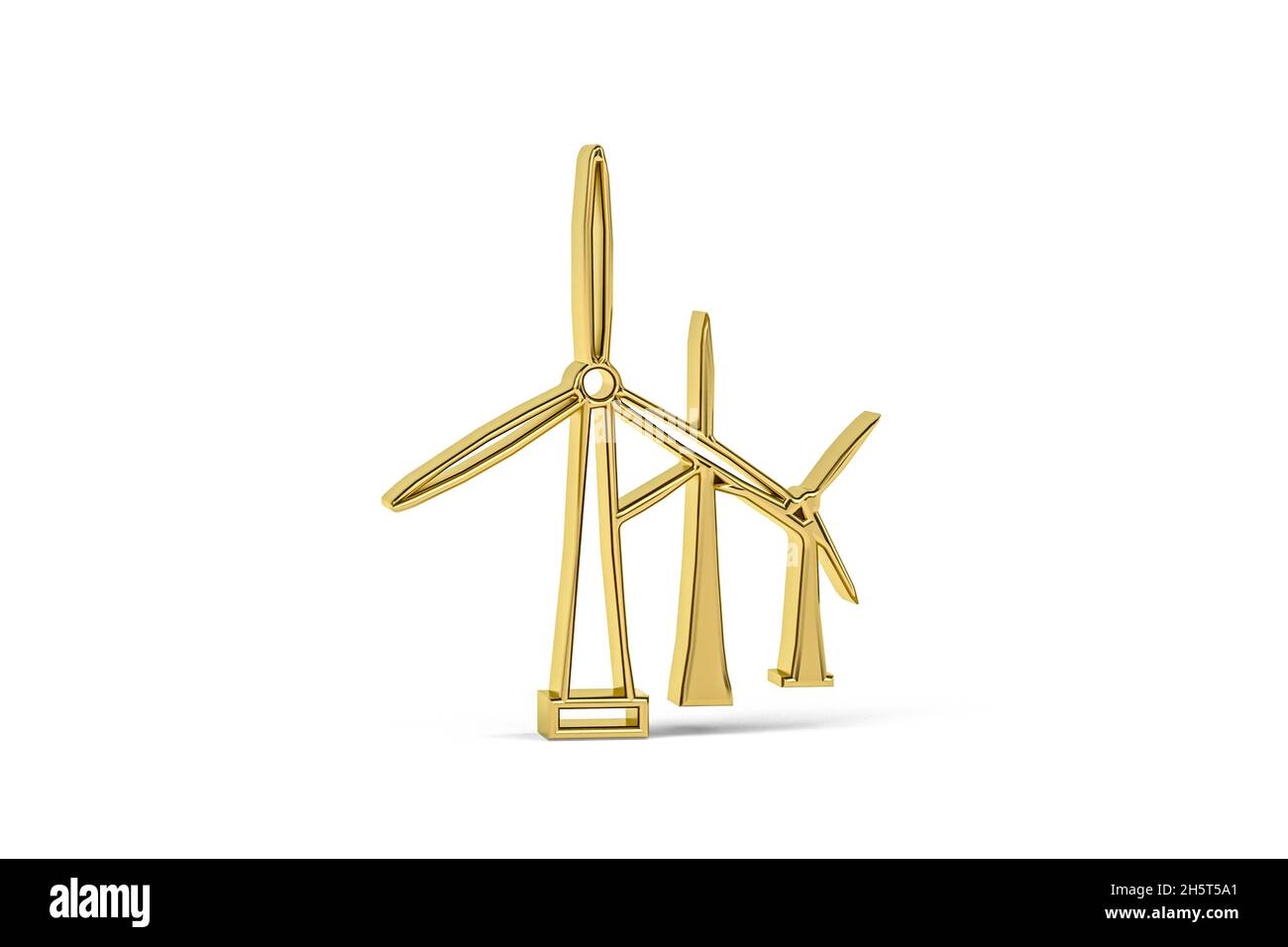 Golden 3d wind farm icon isolated on white background - 3D render Stock ...