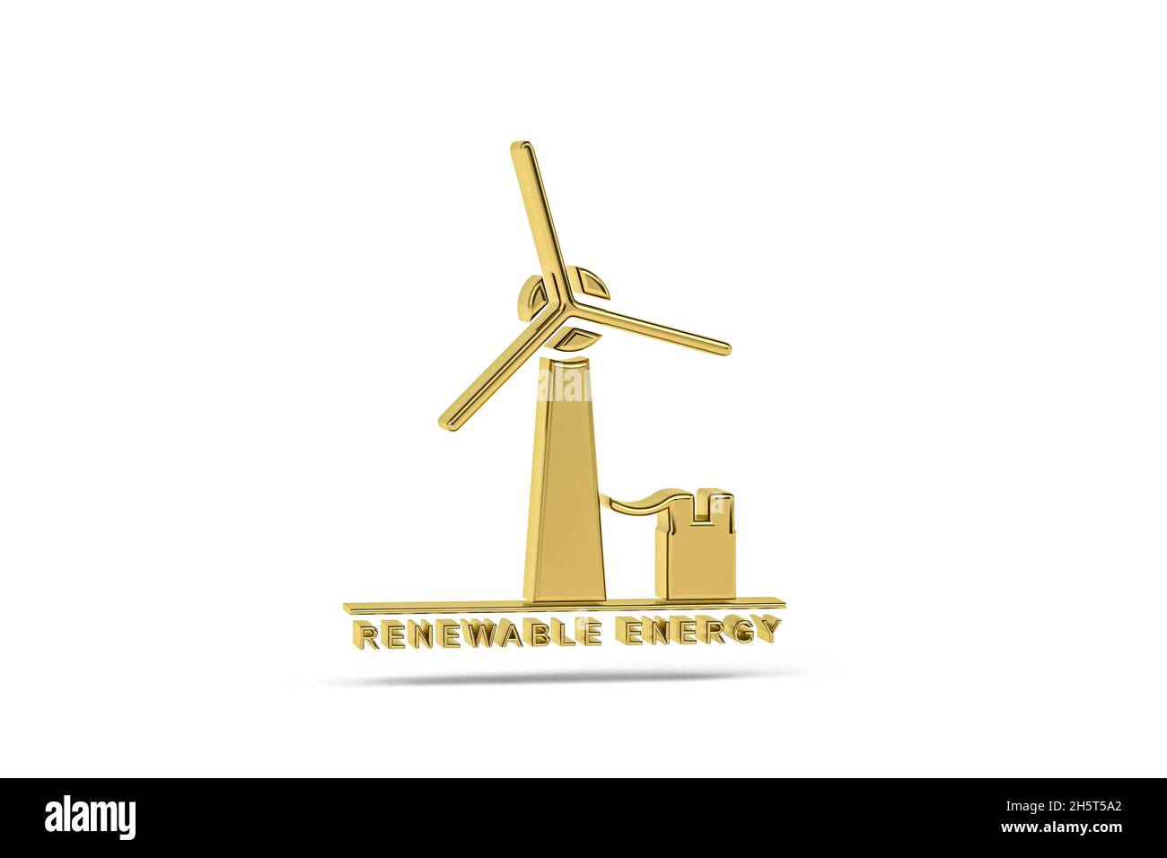 Golden 3d wind farm icon isolated on white background - 3D render Stock ...