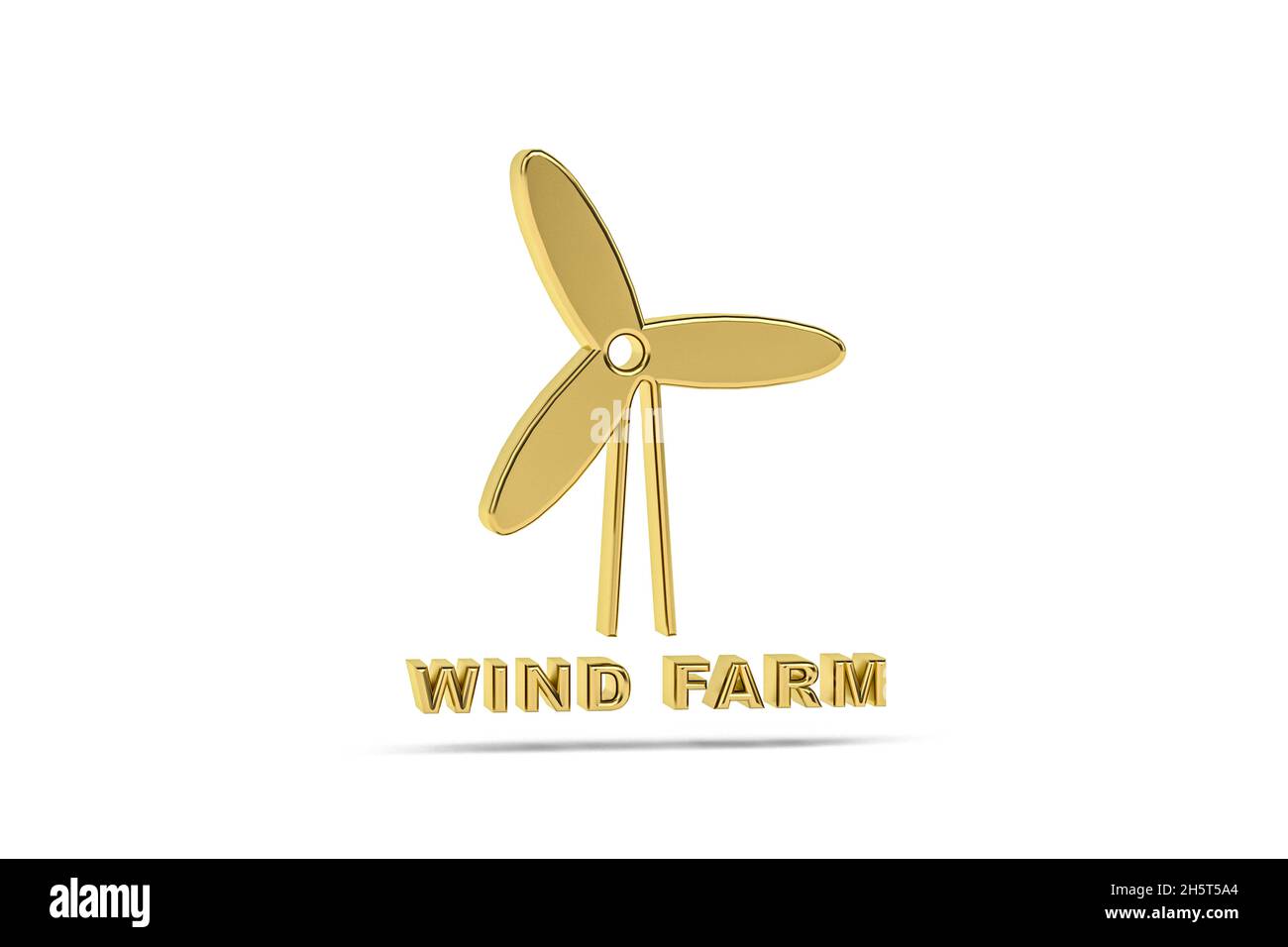 Golden 3d wind farm icon isolated on white background - 3D render Stock ...