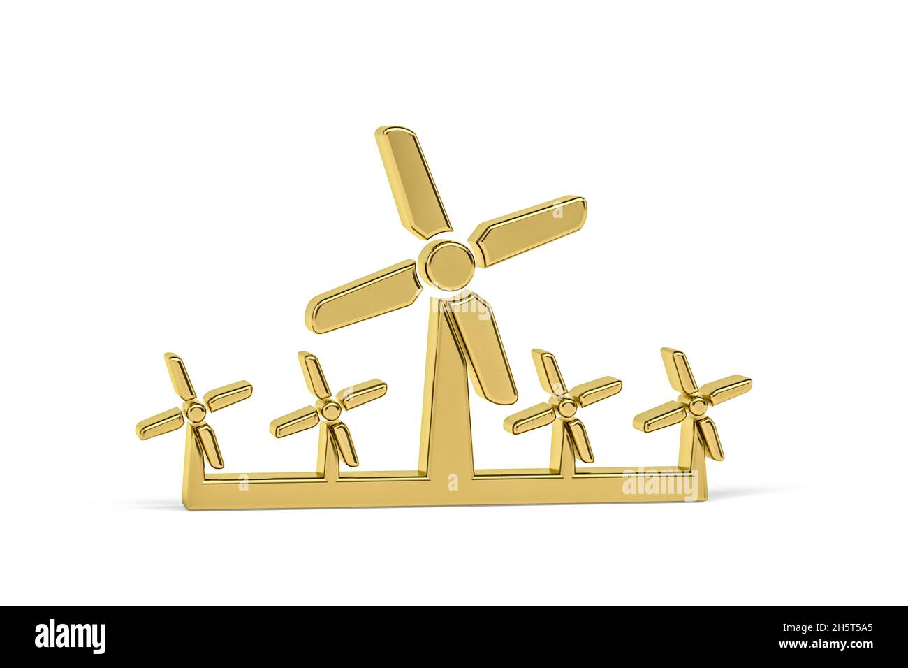 Golden 3d wind farm icon isolated on white background - 3D render Stock ...